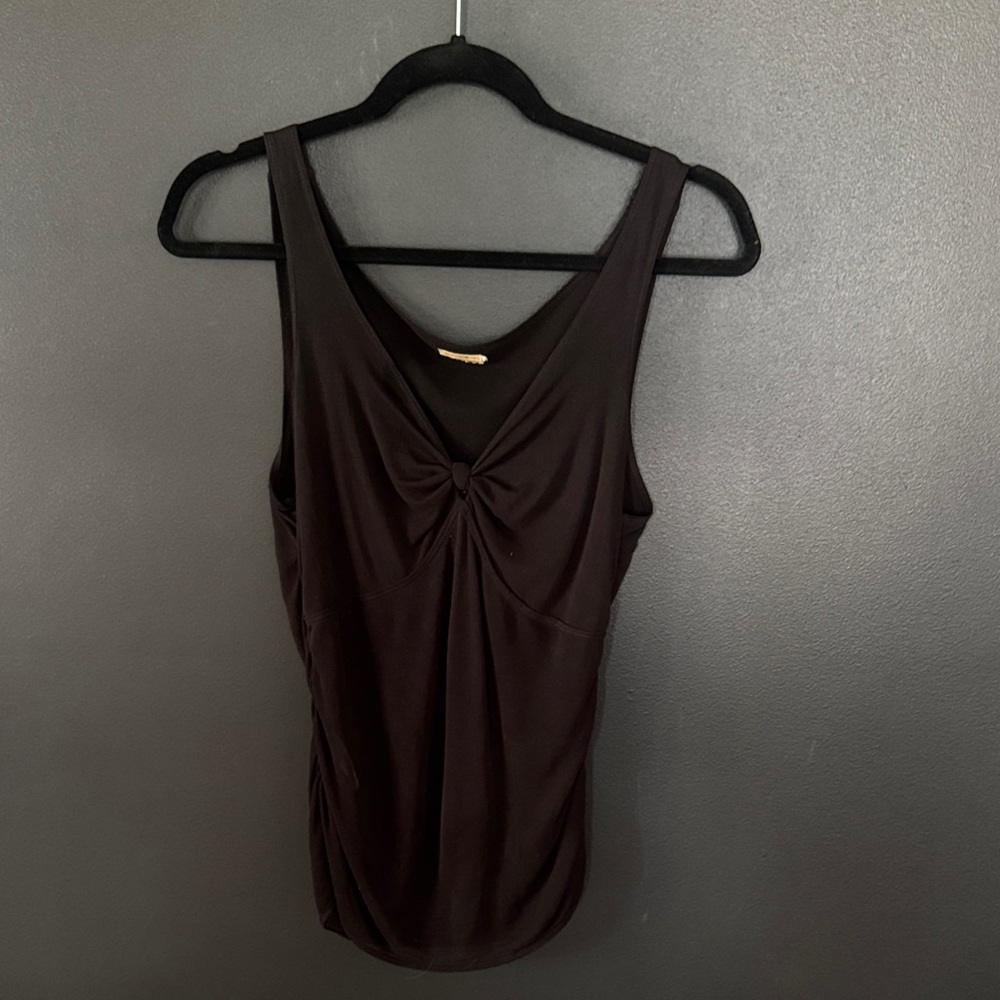 Max Studio Sheer Black Tank With Knot Detail - Gem